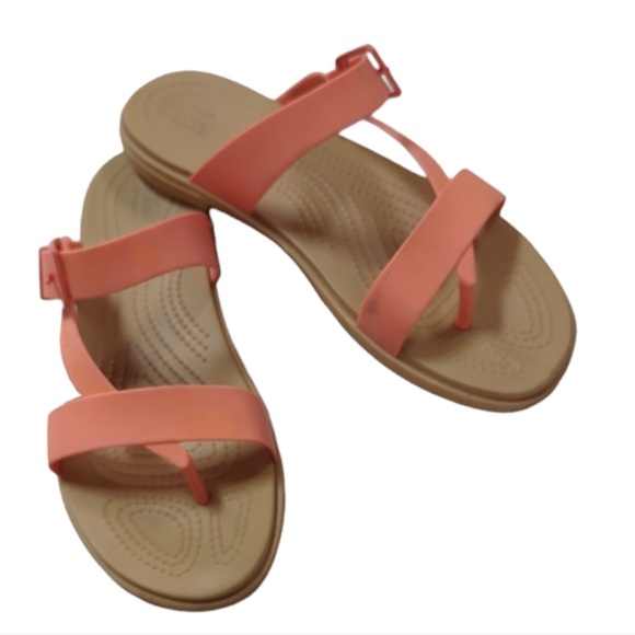 CROCS | Shoes | Crocs Tulum Toe Post Buckle Sandals Peach Coral | Poshmark